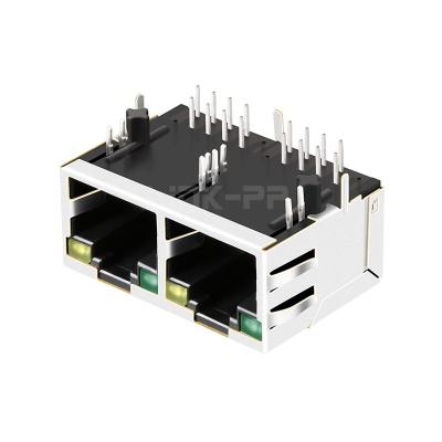 Cina LPJ23204AENL 10/100 Base-T 1x2 Port PoE Ethernet RJ45 connettori Tab Up Verde/Giallo LED in vendita