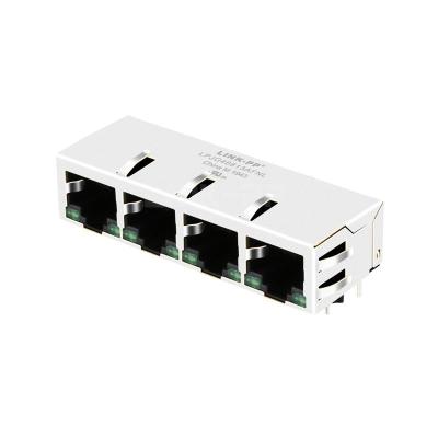 Cina XFMRC XFG1-IB1OOJM-CLxu4MS Compatibile LINK-PP LPJG46813AFNL 10/100/1000 Base-T Tab Down Verde/Verde LED 1x4 Port Lan Ethernet RJ45 in vendita