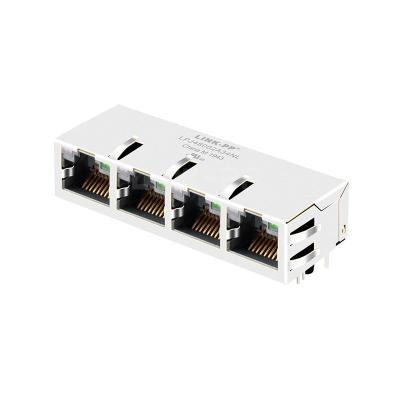 Cina LPJ48002A34NL 10/100 Base-T Tab Up Verde&Giallo/Verde LED 1x4 Port RJ45 connettori con magnetismo integrato in vendita