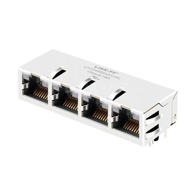 Cina LPJG49854A31NL 10/100/1000 Base-T Tab Up Orange&Green/Orange&Green LED 1x4 Port RJ45 Network Connector in vendita
