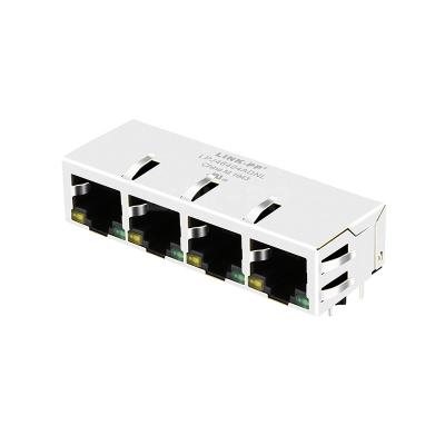 Cina LPJ46404ADNL 10/100 Base-T Tab Down Giallo/verde LED 1x4 Port Ethernet RJ45 connettori in vendita