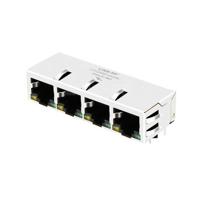 Cina LPJG46813ADNL 100/1000 Base-T Tab Down LED giallo/verde 1x4 Port RJ45 Ethernet Connector in vendita