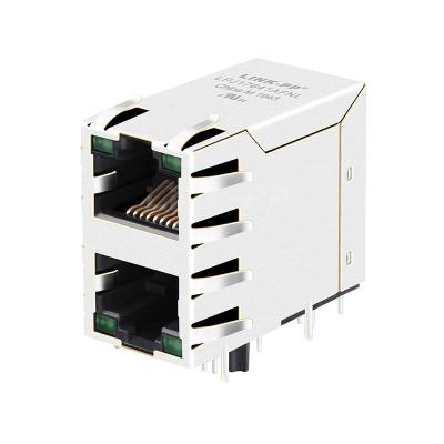 Cina LPJ17641AFNL 10/100 Base-T 2X1 Port Jack RJ45 Magnetics Connector Tab Up Green/Green LED in vendita