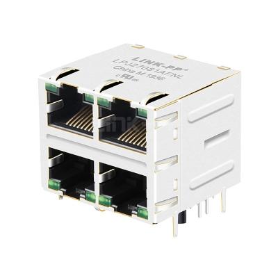 Cina LPJ27081AFNL 10/100 Base-T Tab Up Green/Green LED 2X2 Port RJ45 Female Connector in vendita