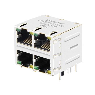 Cina Amfenolo RJMG22213216MER Compatibile LINK-PP LPJG27020AENL 10/100/1000 Base-T 8p8c Verde/Giallo LED 2x2 Port RJ45 Jack modulare in vendita
