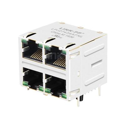 Cina LPJ27434AFNL 10/100 Base-T Tab Up Verde/Verde LED 2X2 Port Modular Jack RJ45 8 Pin Connector in vendita