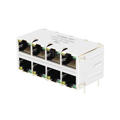 Cina Hanrun HR872405HE Compatibile LINK-PP LPJ47403ADNL 10/100 Base-T Giallo/Verde Led 2x4 Port RJ45 Jack magnetico in vendita