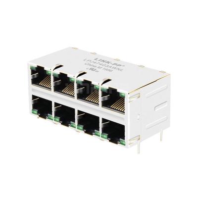 Cina LPJ47403AWNL 10/100 Base-T 2X4 Port Ethernet RJ45 Jacks Tab Up Green/Green LED in vendita