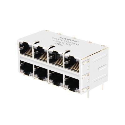 Cina LPJG47038A4NL 1000 Base-T 2x4 Port Integrated Magnetics RJ45 Jack Verde e Giallo/Verde e Giallo Led in vendita