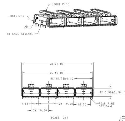 中国 2170746-2 TE QSFP28 カージ・ギャング (1 x 4) コンネクタ ライトパイプを含む 販売のため