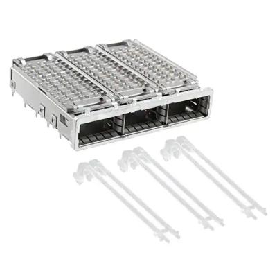 Cina TE 2057042-6 QSFP+ 1x3 Cage Assembly con dissipatore di calore incluso Lightpipe 14 Gb/s in vendita