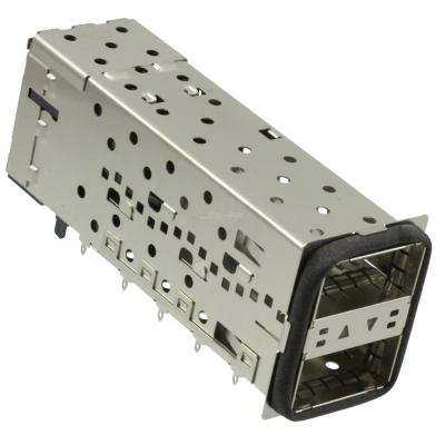 Cina TE 2085945-2 QSFP+ Receptacle con cage Ganged (2x1) Connector Press-Fit Incluso Lightpipe in vendita