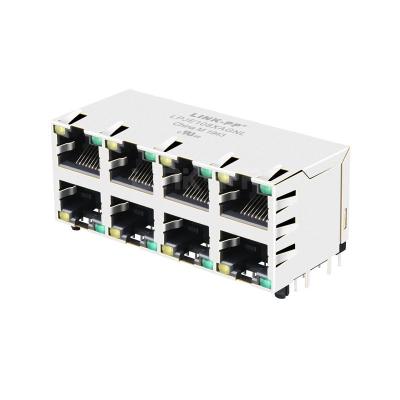 Cina LPJE108XAGNL Tab Up LED giallo/verde 2X4 Port RJ45 Jack Connector senza magneti integrati in vendita