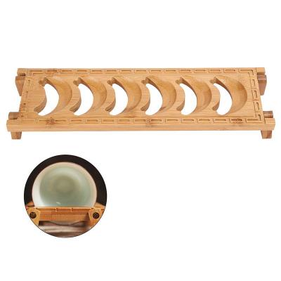 Chine Porteur de tasse à thé en bambou rectangulaire certifié CE / UE 6 grille pour les accessoires de la série de thé Kung Fu à vendre