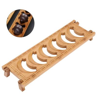 Chine Porteur de tasse à thé en bambou rectangulaire certifié CE / UE 6 grille pour les accessoires de la série de thé Kung Fu à vendre