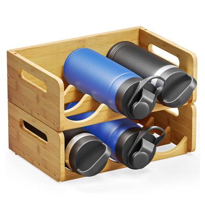 Οργανωτής μπουκαλιών νερού BAMBOO με ετικέτες Μη αναδιπλούμενο ράφι για κουζίνα