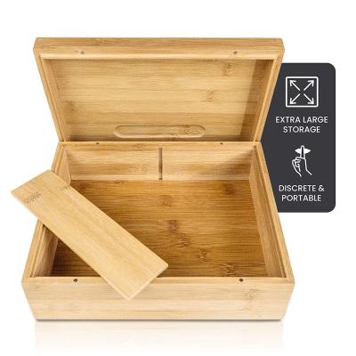 중국 현대 디자인 스타일 대나무 사각형 상자 뚜?? 과 잠금 용 담배 차 보석 25.4x 20.1 x 10.1 CM 판매용