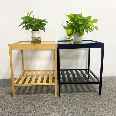 중국 철 유리 Bambu Rattan 침대 옆 테이블 나이트 스탠드 ODM 판매용