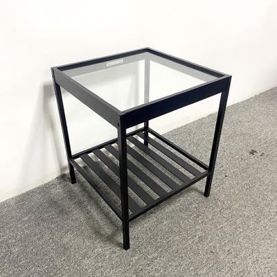 중국 철 유리 Bambu Rattan 침대 옆 테이블 나이트 스탠드 ODM 판매용