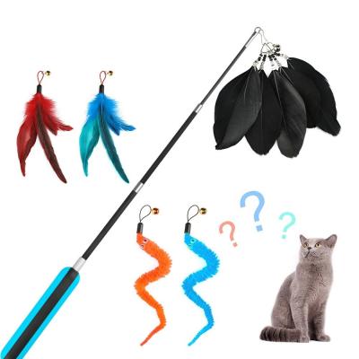 China Wholesale Colorful Feather Caterpillar Cat-teasing Stick Interactive Cat Toys for sale