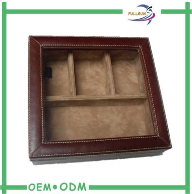 Cina Imballaggio costoso di cuoio reale di legno dei contenitori di regalo dell'orologio della finestra in vendita