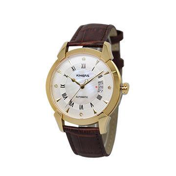 Cina L'orologio automatico meccanico degli uomini classici con la banda di cuoio, logo su misura in vendita