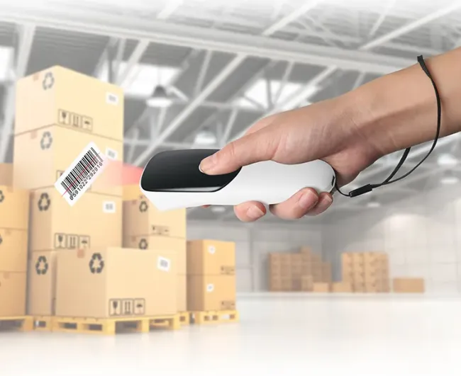 Portable Bluetooth Barcode Scanner front view showing compact design