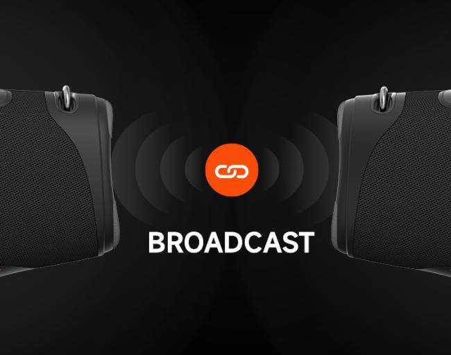 Multiple TAZATA BOOMBLAST PRO speakers connected via broadcast linking