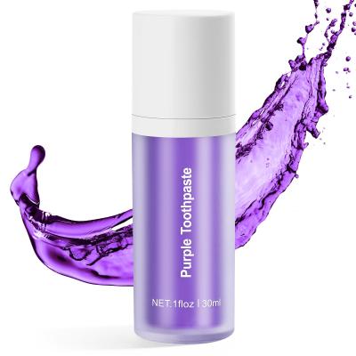 China Purple Teeth Whitening Toothpaste Stubborn Stain Removal Colour Corrector 30ml for sale