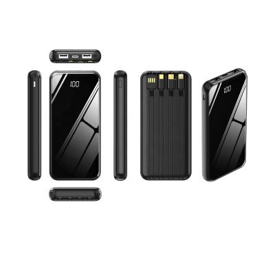 Cina Come With Line 3 Output + 1 Input High Quality Portable Mirror Powerbank Portable Power Bank 10000mah With 4 Cables in vendita