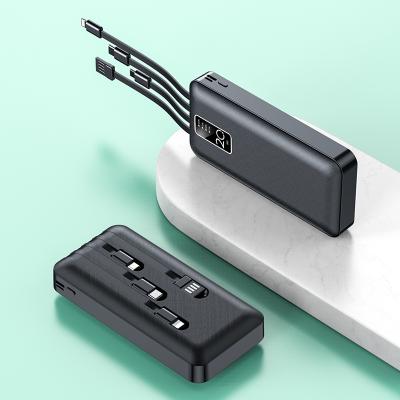 Cina Come with 3 line output + 1 input Cheapest hot sale 1 output 4 input built-in 20000mah cable power banks in vendita