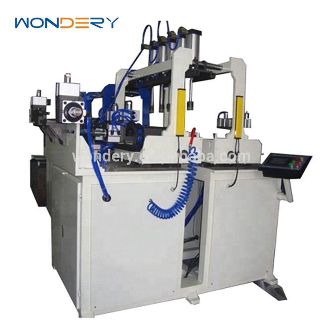 Radiator clinching machine in operation
