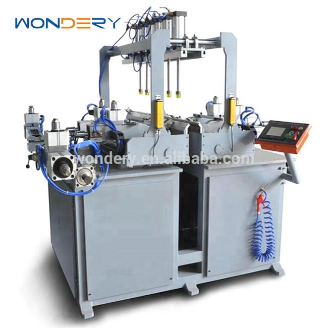 Radiator clinching machine detailed view