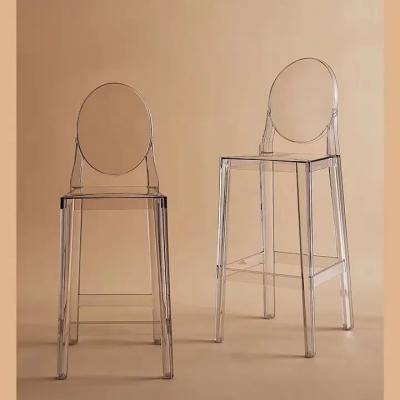 China Clear Acrylic Stackable Bar Stools with Curved Backrest for sale