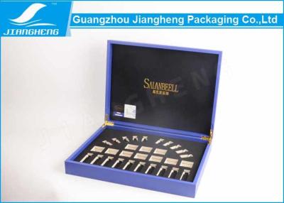 中国 青いPuの革化粧品包装箱OEMのロゴの贅沢な化粧品のギフト用の箱 販売のため