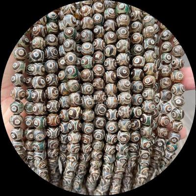 Cina Gioielleria fai da te Essenziale multicolore perline di agata tibetana Tre occhi Dzi fili di perline sciolte con tecnica lucida in vendita