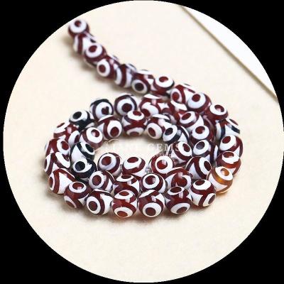 Cina Gioielleria fai da te Essenziale multicolore perline di agata tibetana Tre occhi Dzi fili di perline sciolte con tecnica lucida in vendita