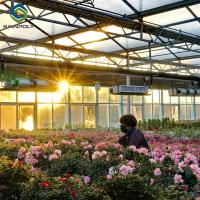 Quality Flower Growing Steel Frame Greenhouse Wind Resistance Large Glass Greenhouse for sale