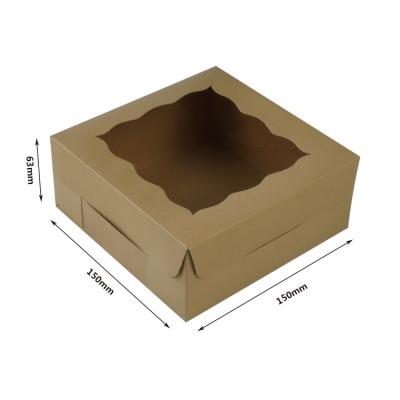 China Caixas de bolos dobráveis de qualidade alimentar com material de papelão de janela reciclado à venda