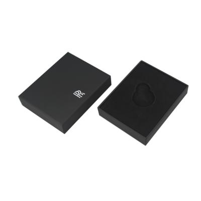 China LOGO DE LUXURY Custom Soft Touch Black Rigid Cardboard Paper Cajas de monedas con bandeja de espuma EVA en venta