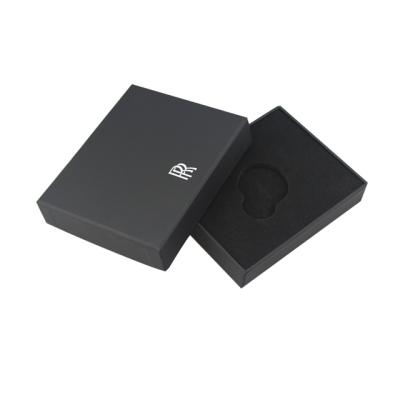 China LOGO DE LUXURY Custom Soft Touch Black Rigid Cardboard Paper Cajas de monedas con bandeja de espuma EVA en venta