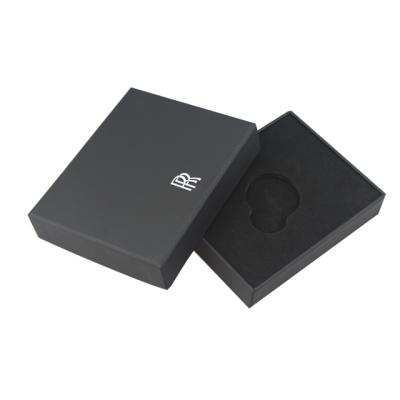 China LOGO DE LUXURY Custom Soft Touch Black Rigid Cardboard Paper Cajas de monedas con bandeja de espuma EVA en venta
