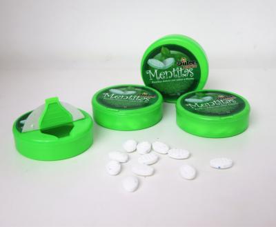 China 8g Strong Mint Flavor Compressed Candy Packed In Plastic Round Box for sale
