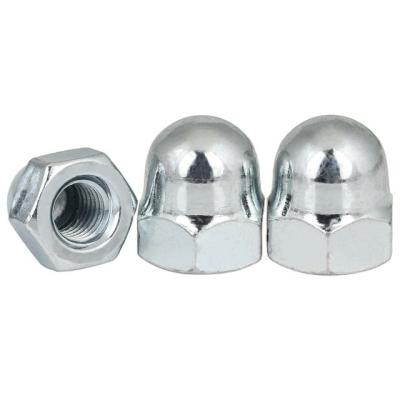 Cina Fornitura diretta DIN1587 Noccioline con cappuccio a cupola esessuale in nichel galvanizzato bianco blu zinco in vendita
