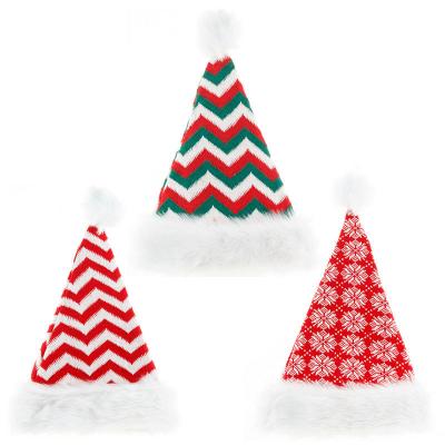 Cina Decorazioni tricottate su ordinazione di festa del cappello di Santa Hat Christmas Plush Striped della lana in vendita