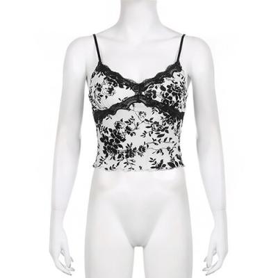 Cina Hot Girl Fenglei Lace Implanted Velvet Printed Camisole OEM European American in vendita