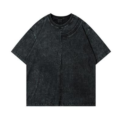 Cina American Washing Old High Street Short Sleeved T-Shirts On The Streets Of Men Women in vendita