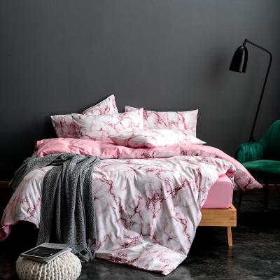 中国 Amazon 4pcs Bedding Duvet Cover Stone Pattern Printing Duvet Cover Set Plain Dyed 販売のため