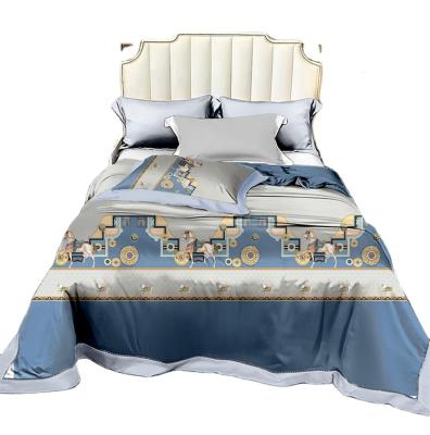 China hotel ready made customize design satin double queen quilt cotton bedding set Te koop