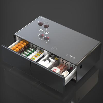 Chine Accueil Meubles réfrigérateur à café intelligent Table avec verre trempé et refroidisseur de boissons bières à vendre